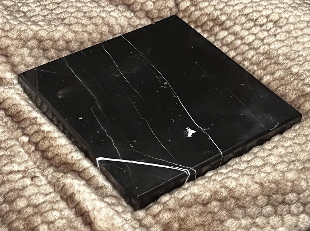 Set of TWO Black Marble Bases for Sculpture /trophy 8.5" X 8.5" X 3/4 ...