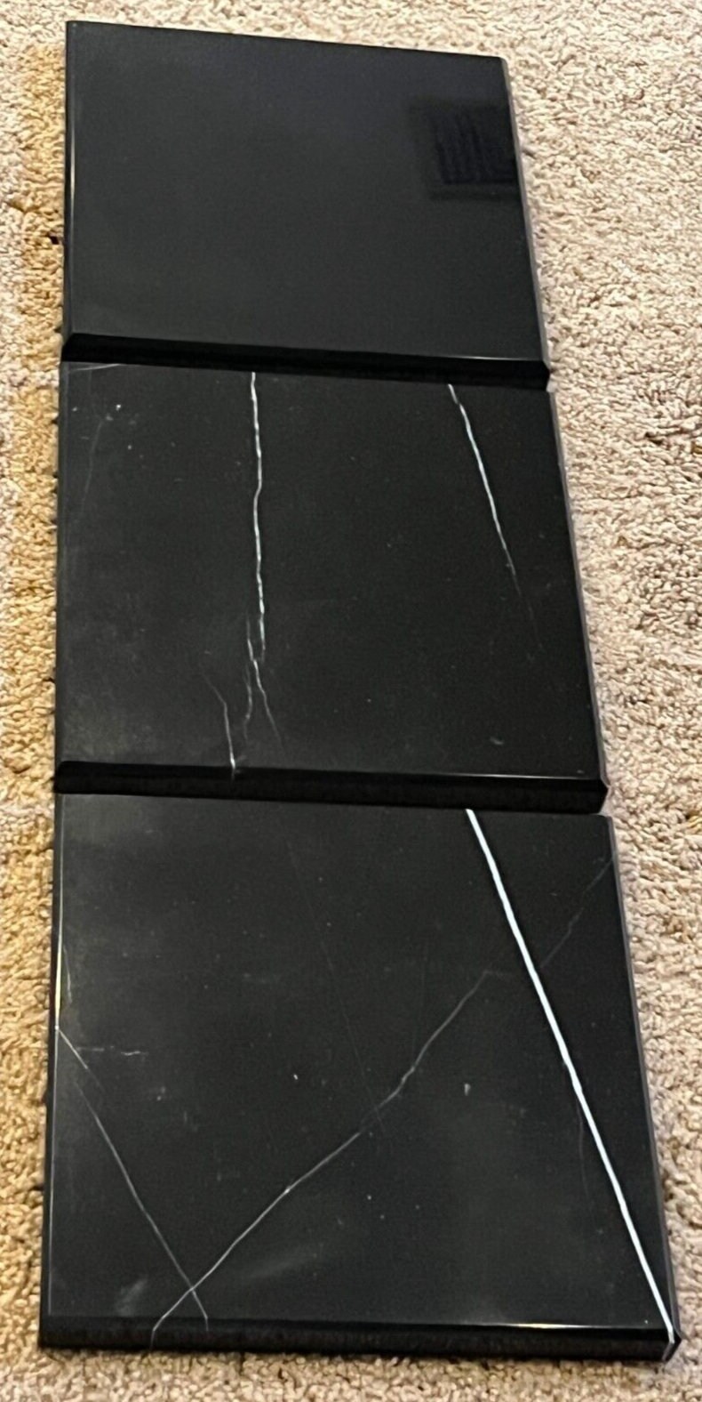 Set of TWO Black Marble Bases for Sculpture /trophy 8.5 X 8.5 X 3/4 ...