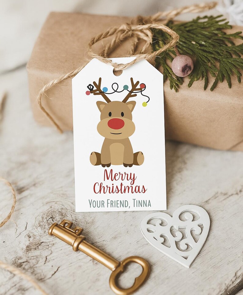 Printable Christmas Reindeer Gift Tag, Reindeer Tag, Reindeer Gift Tag ...