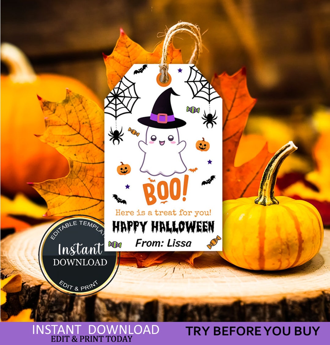 Editable Halloween Gift Tag, Halloween Gift Tag, Trick or Treat Gift ...