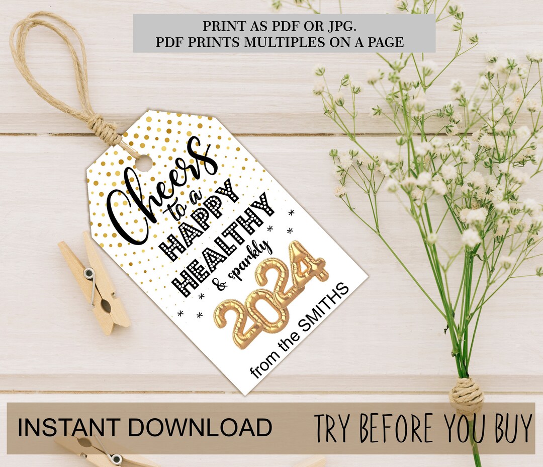 Happy New Year Gift Tag, Printable New Years Tag, Editable New Years ...