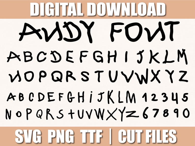 Andy Font TTF, Andy Font Svg, Toy Font Svg, Cut Files for Cricut and ...