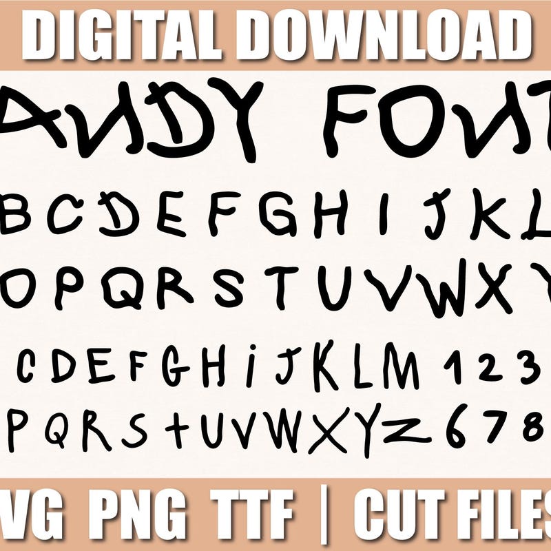 Woody Andy Font - Etsy