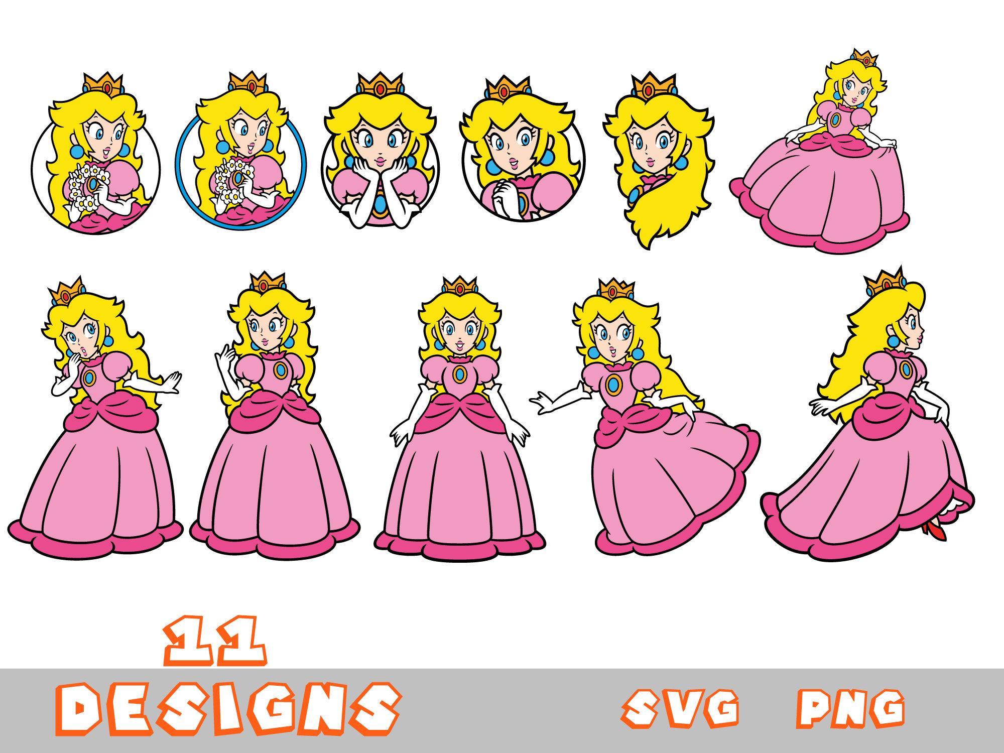 Princess Retro Games Svg, Princess Svg, Peach Svg, Characters SVG, Cut ...