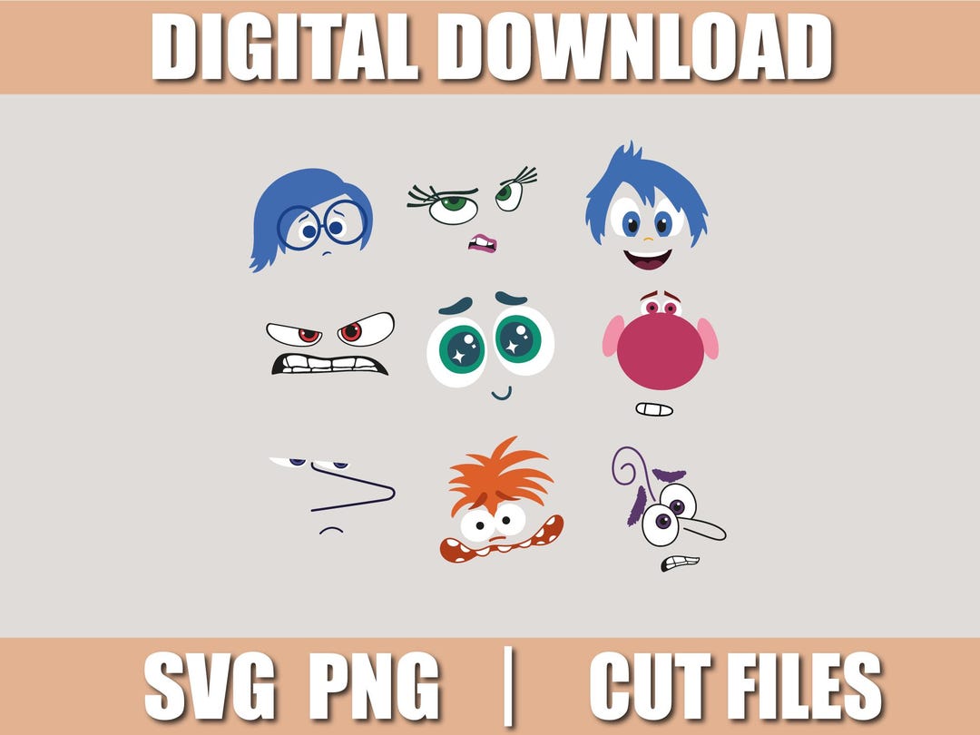 9 Inside Out Character Face Svg, Cute Face Svg, Cut Files for Cricut ...