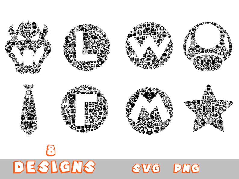 Mosaic Retro Games, Characters SVG, Cut Files for Cricut, Svg, Png ...