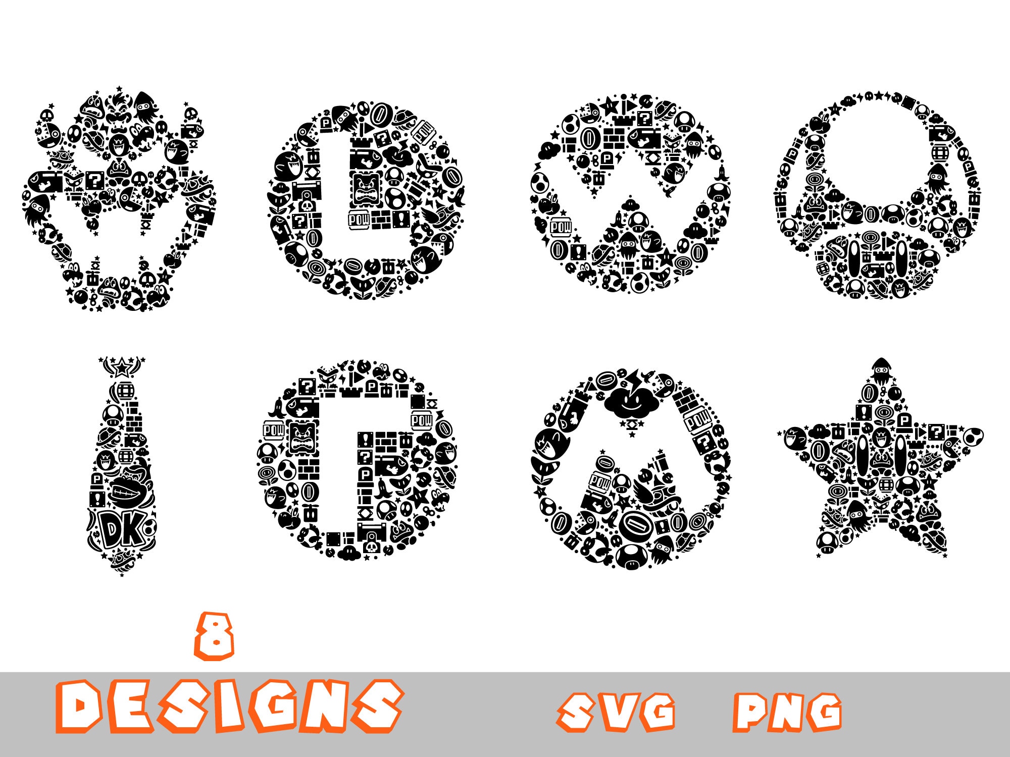 Mosaic Retro Games, Characters SVG, Cut Files for Cricut, Svg, Png ...