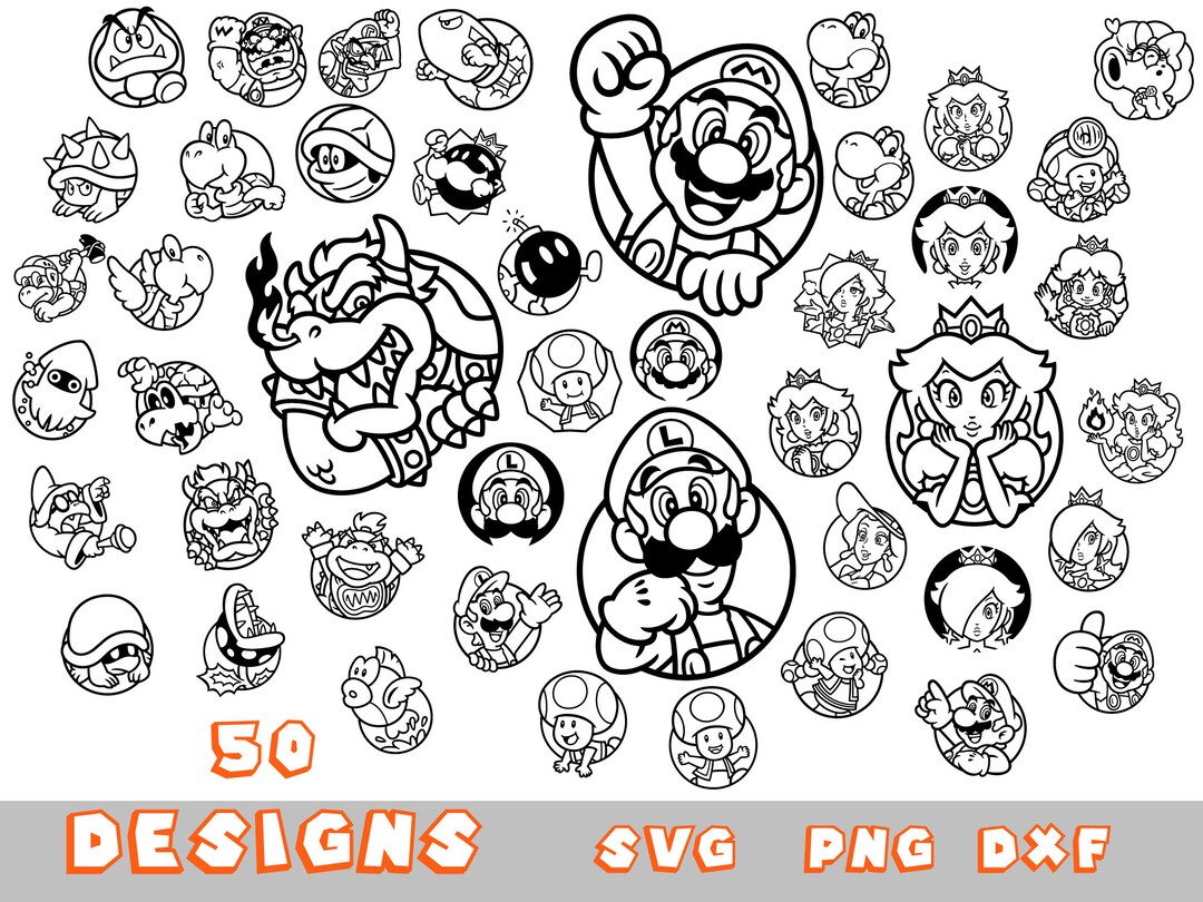 Retro Games Icons Outline, Characters SVG, Cut Files for Cricut and ...