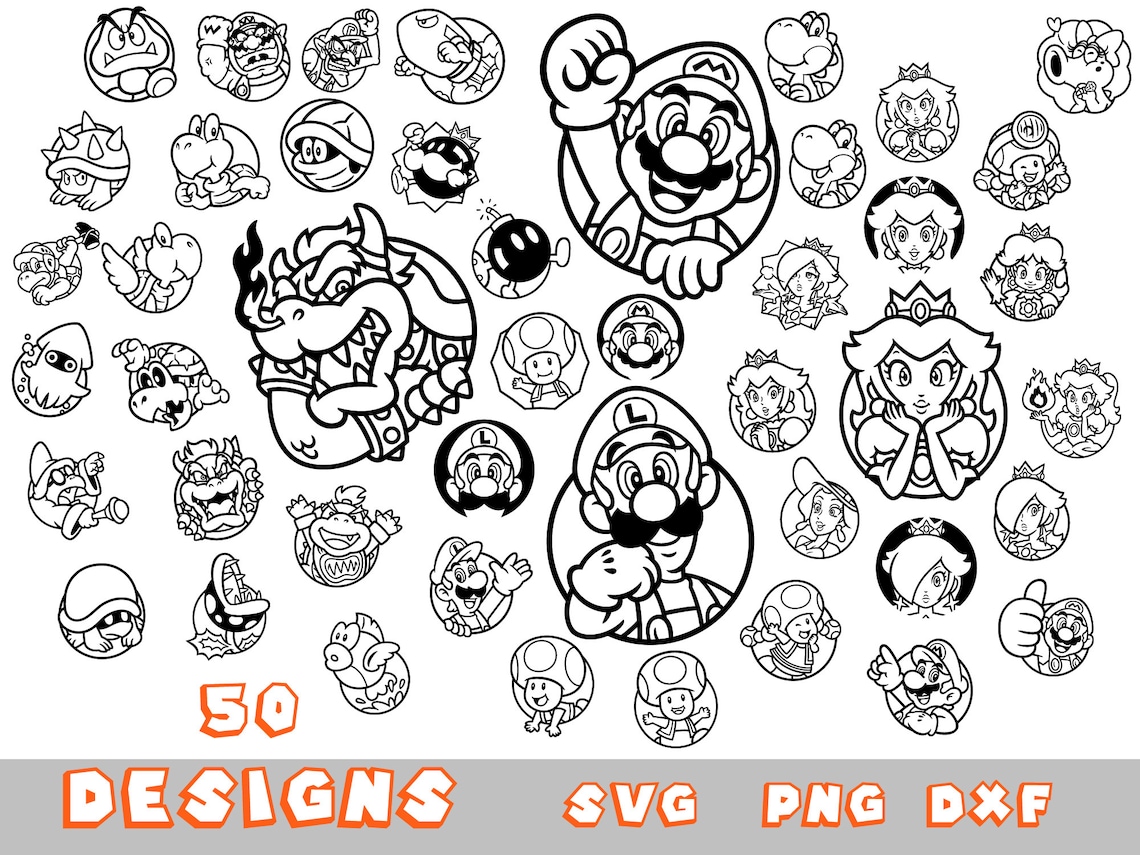 Retro Games Icons Outline, Characters SVG, Cut Files for Cricut and ...