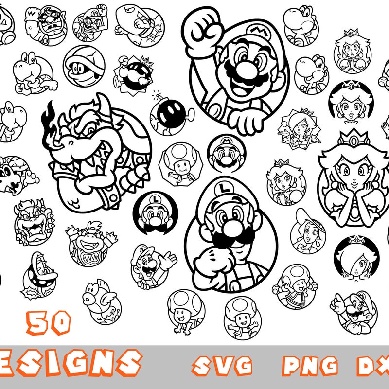 Super Mario Outline - Etsy