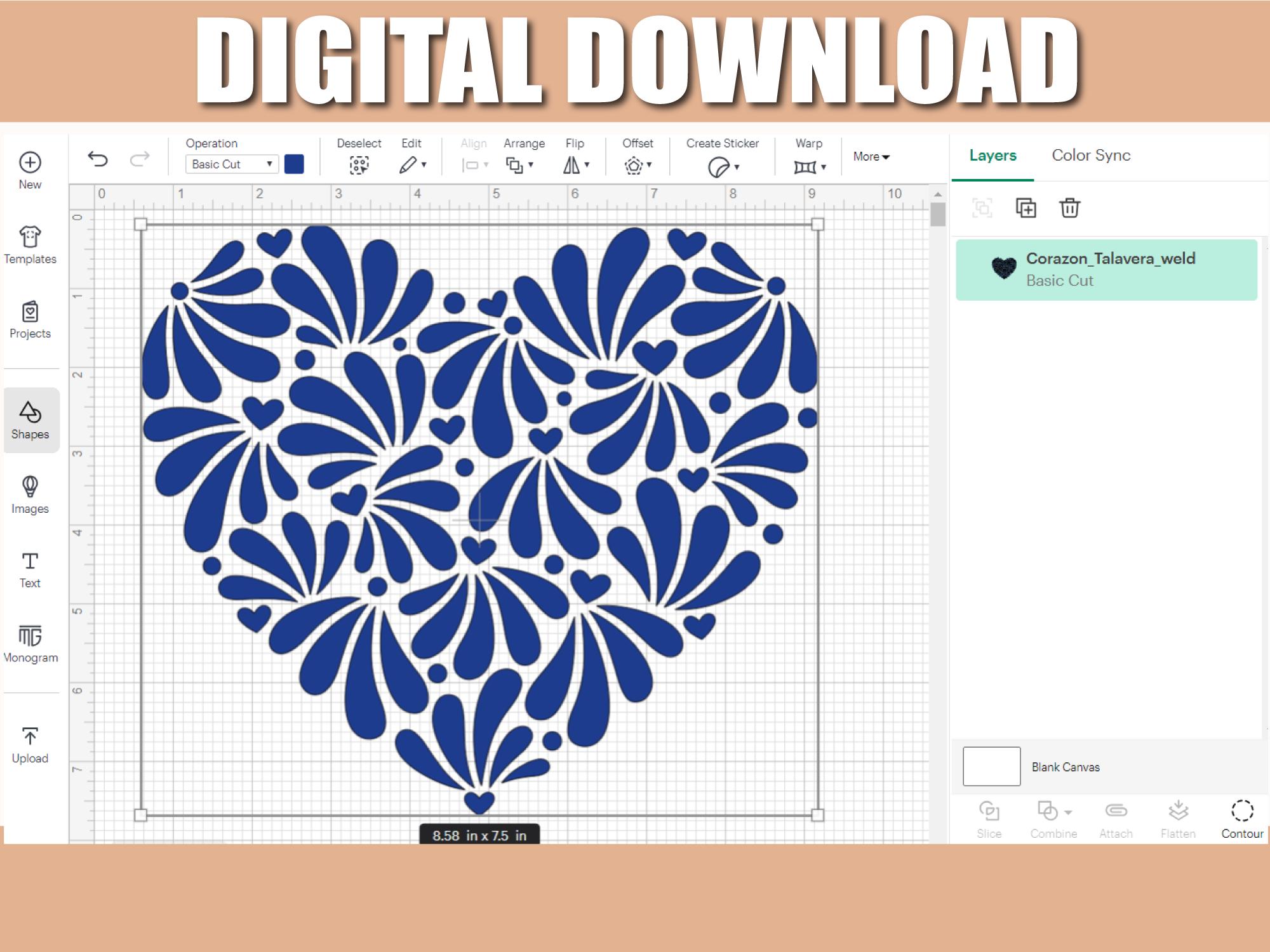 Mexican Talavera Svg, Mexican Talavera Corazon Svg, Png, Cut Files for ...