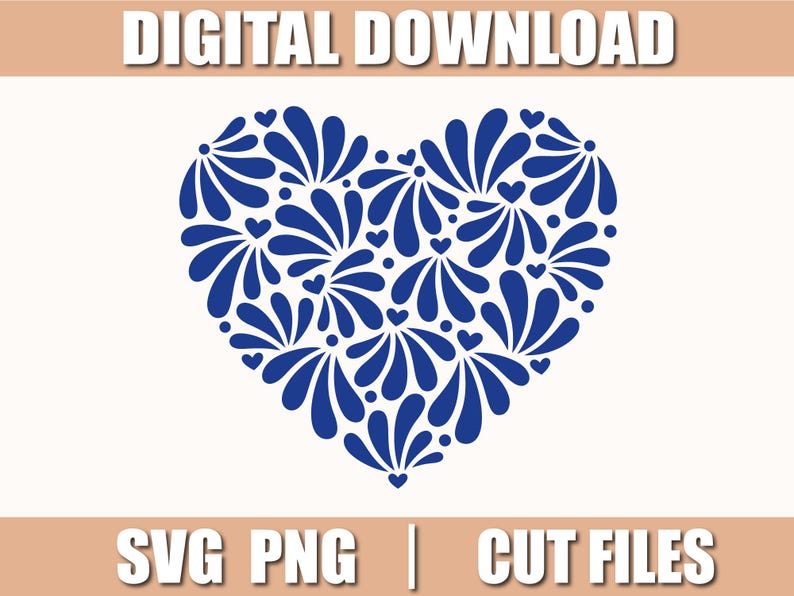 Mexican Talavera Svg, Mexican Talavera Corazon Svg, Png, Cut Files for ...