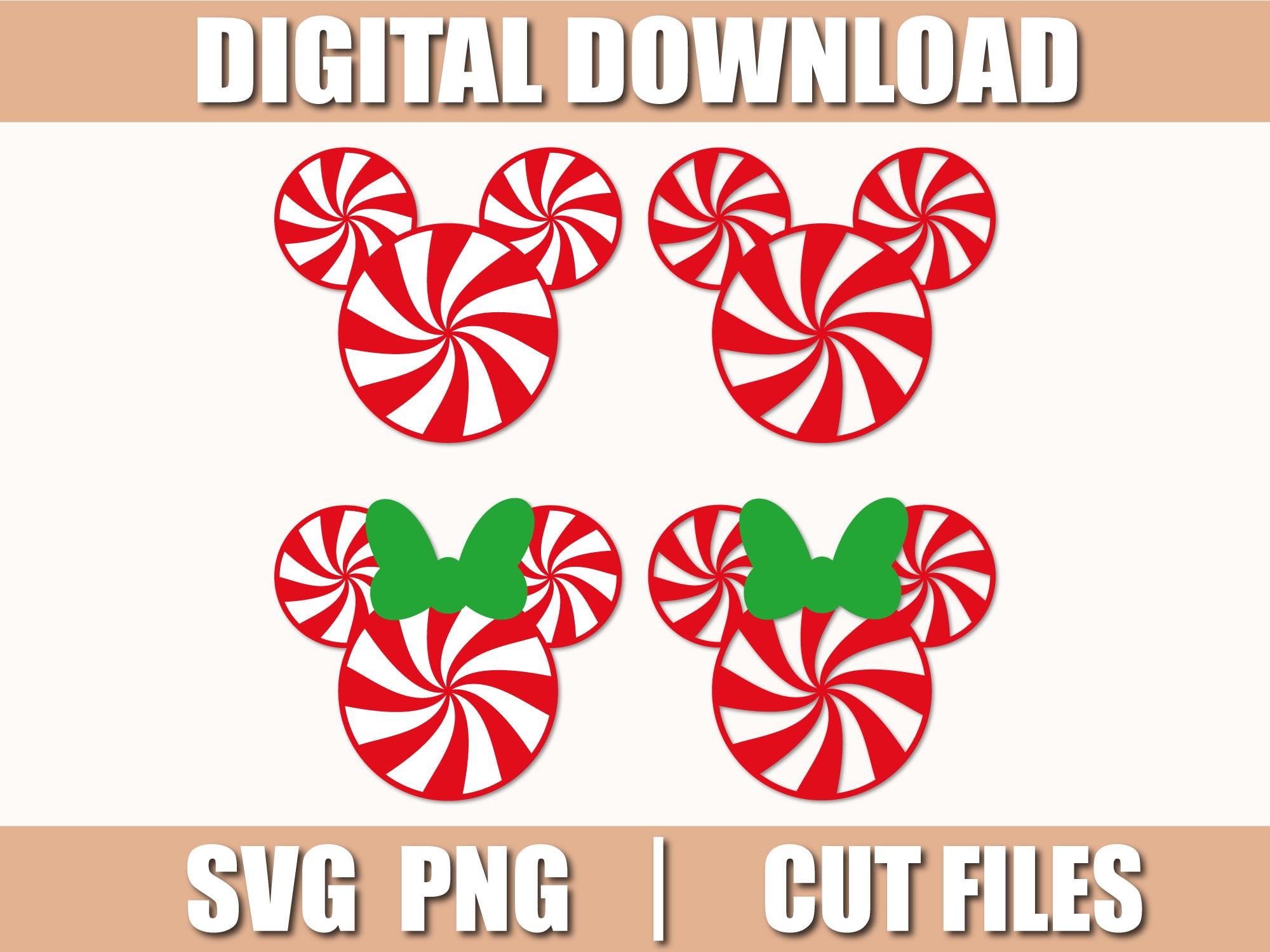 Peppermint Candy Svg, Christmas Peppermint Mouse Svg, Cut Files for ...
