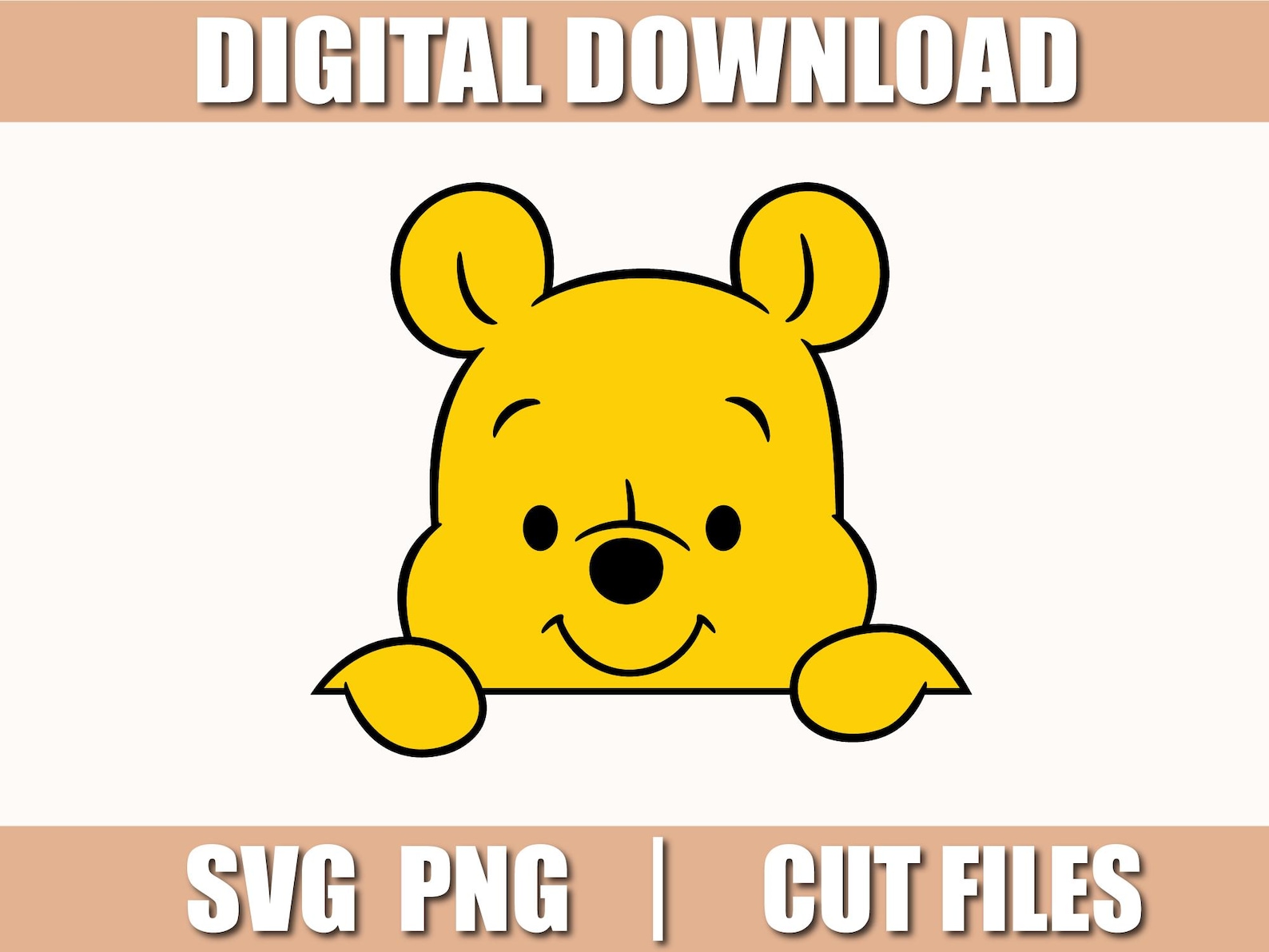 Pooh Peeking Svg, Pooh Svg, Png, Cut Files for Cricut, Instant Download ...
