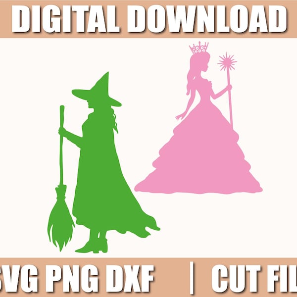 Elphaba Glinda Silhouette Svg - Etsy