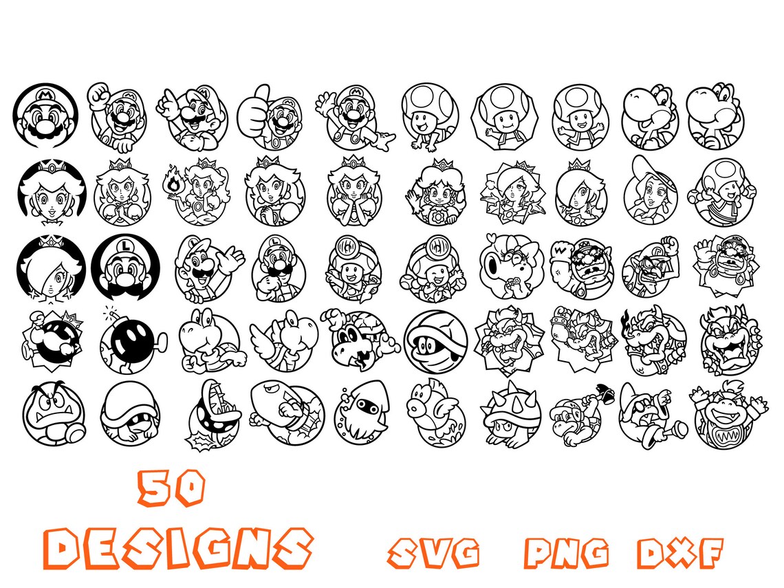 Retro Games Icons Outline, Characters SVG, Cut Files for Cricut and ...
