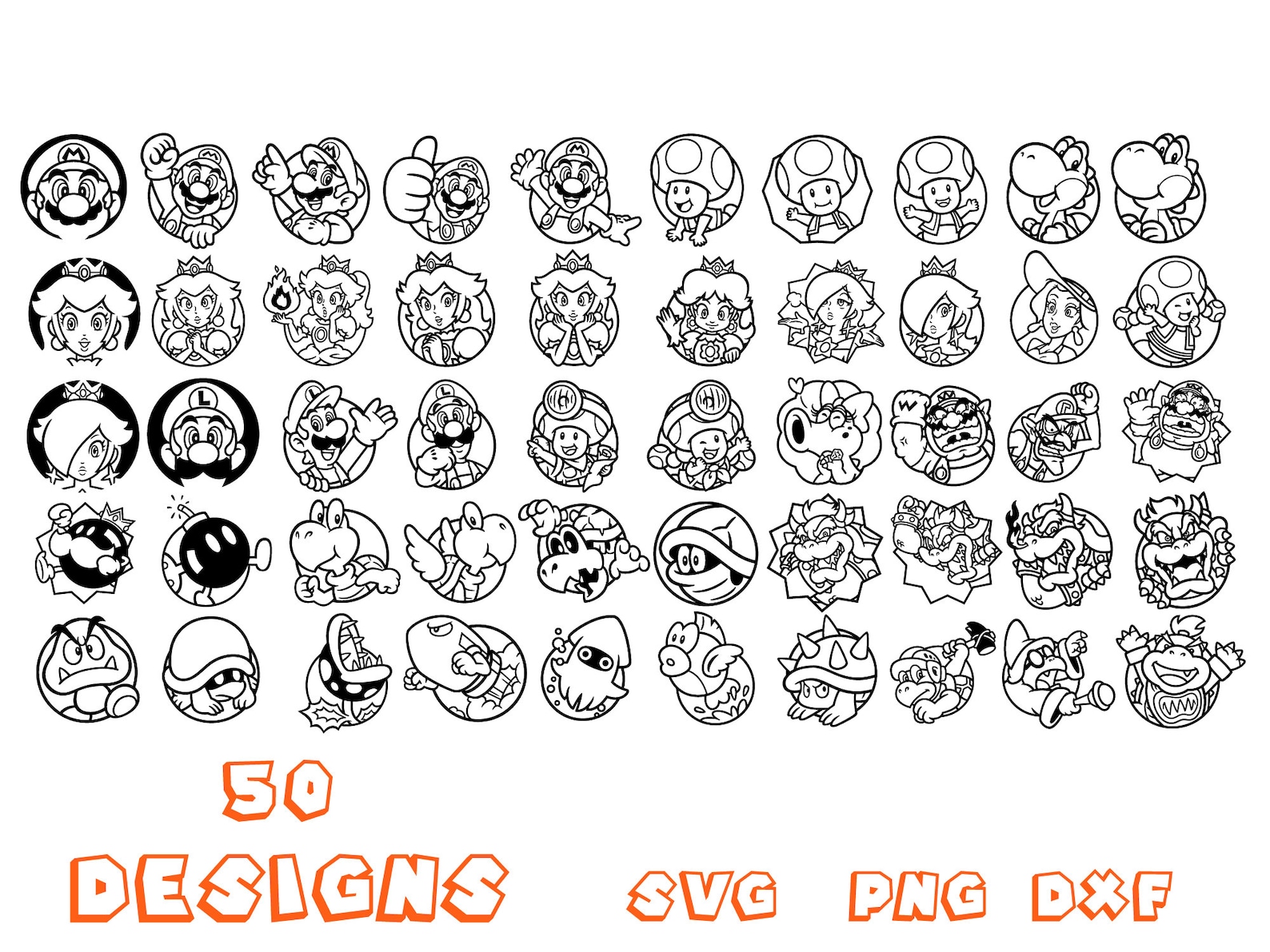 Retro Games Icons Outline, Characters SVG, Cut Files for Cricut and ...