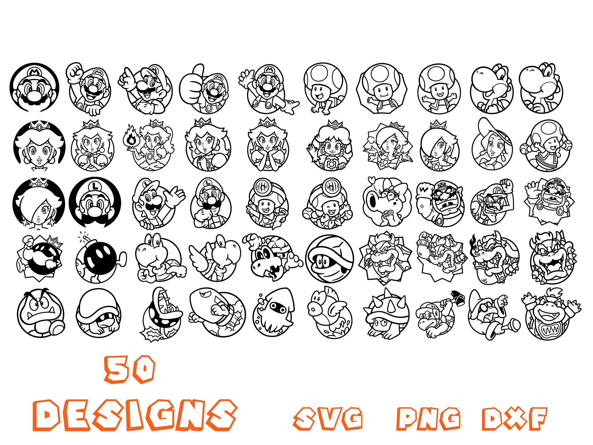 Retro Games Icons Outline, Characters SVG, Cut Files for Cricut and ...