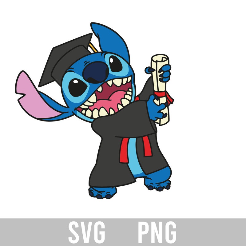 Stitch Graduation Svg - Etsy