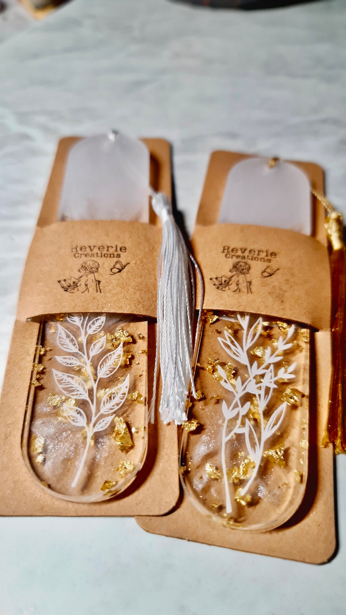 Floral Bookmark White & Gold Aesthetic Lavender Bookmarks Book Lover ...