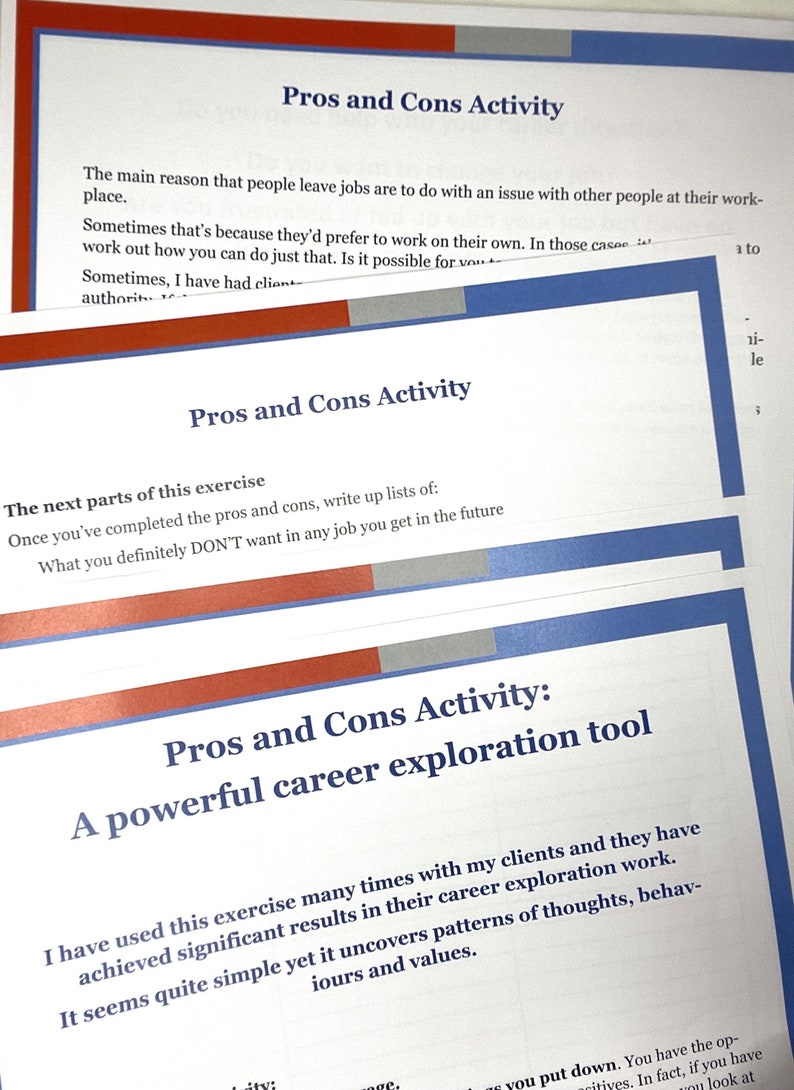 Pros and Cons: a Powerful Career Exploration Tool - Etsy