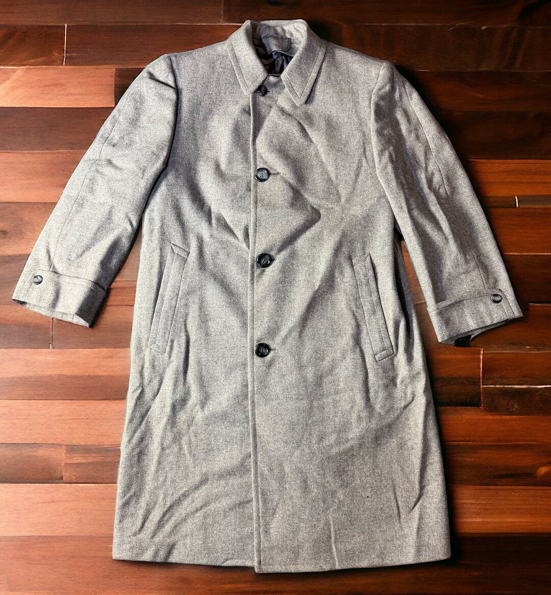 Womens Imported Wool Gray 4 Button Coat Jacket Size M VTG ROCKHAVEN ...