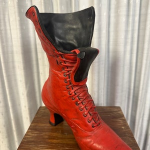 Vintage Red & Black Ceramic Victorian Shoe Planter - Etsy