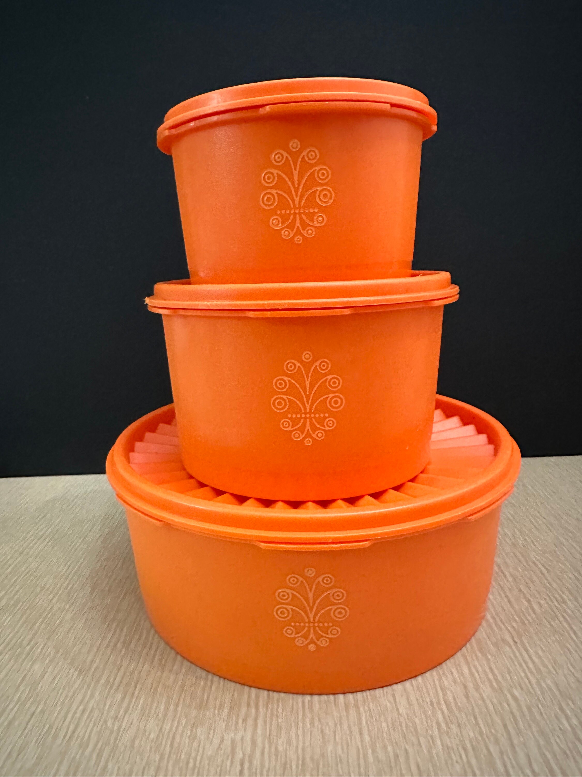 6 Pc. Orange Tupperware Canister Set With Accordion Lids - Etsy