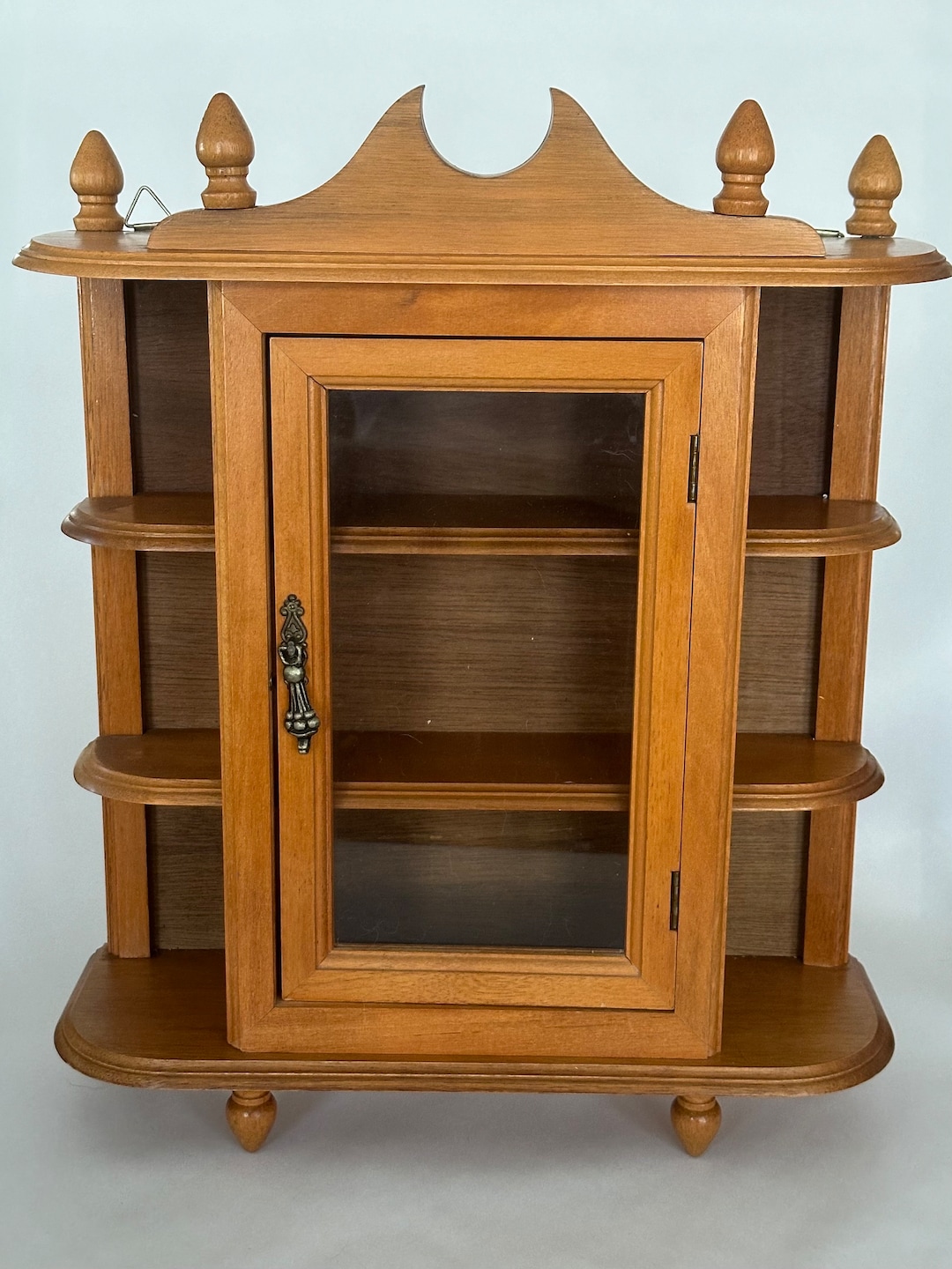 Vintage Wooden Curio Cabinet - Etsy