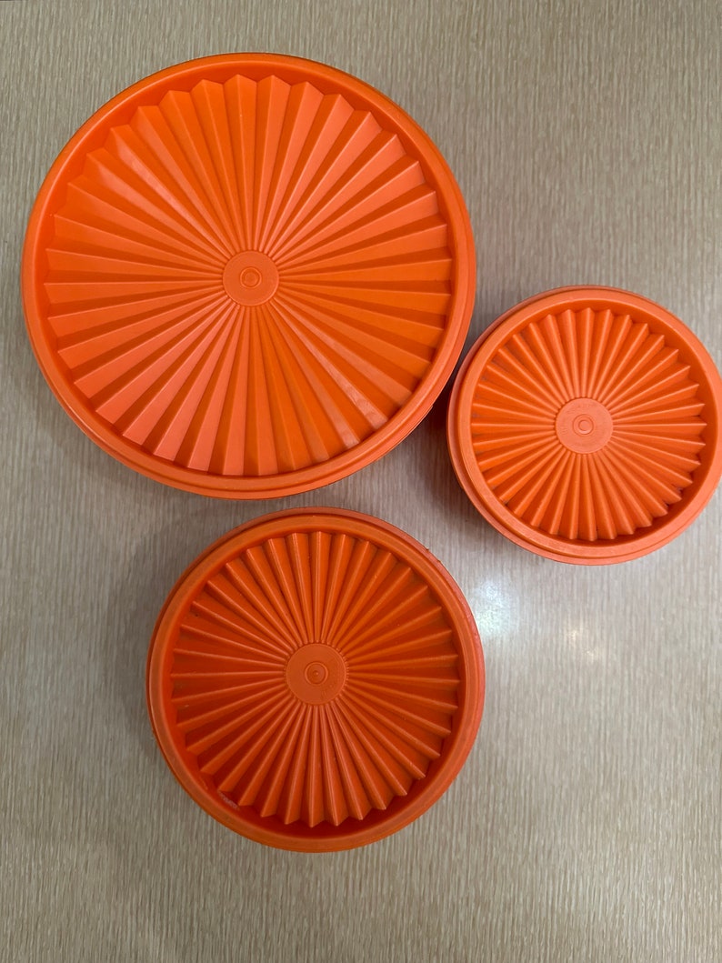 6 Pc. Orange Tupperware Canister Set With Accordion Lids - Etsy