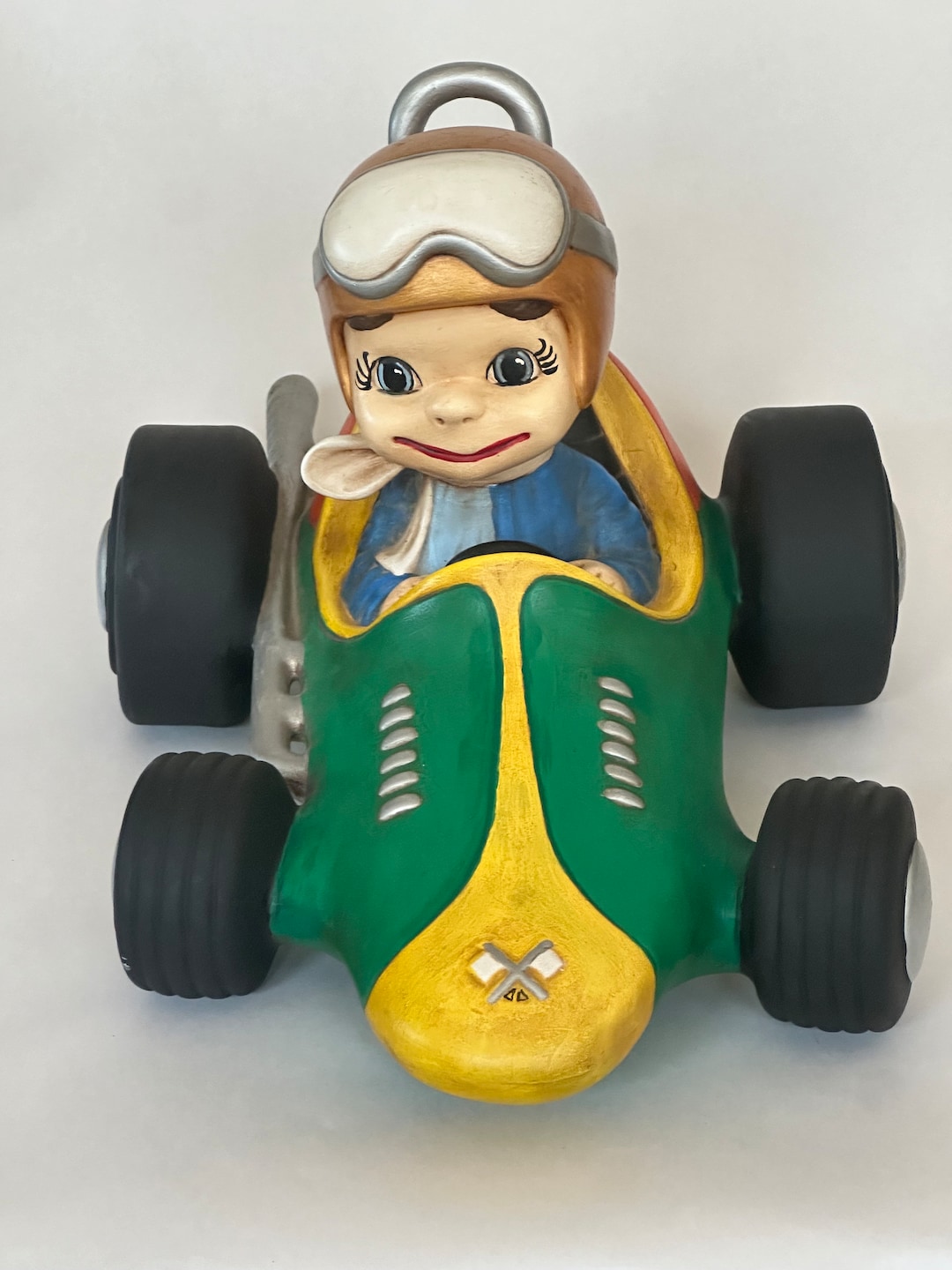 Atlantic Ceramic Smiley Racecar Figurine - Etsy