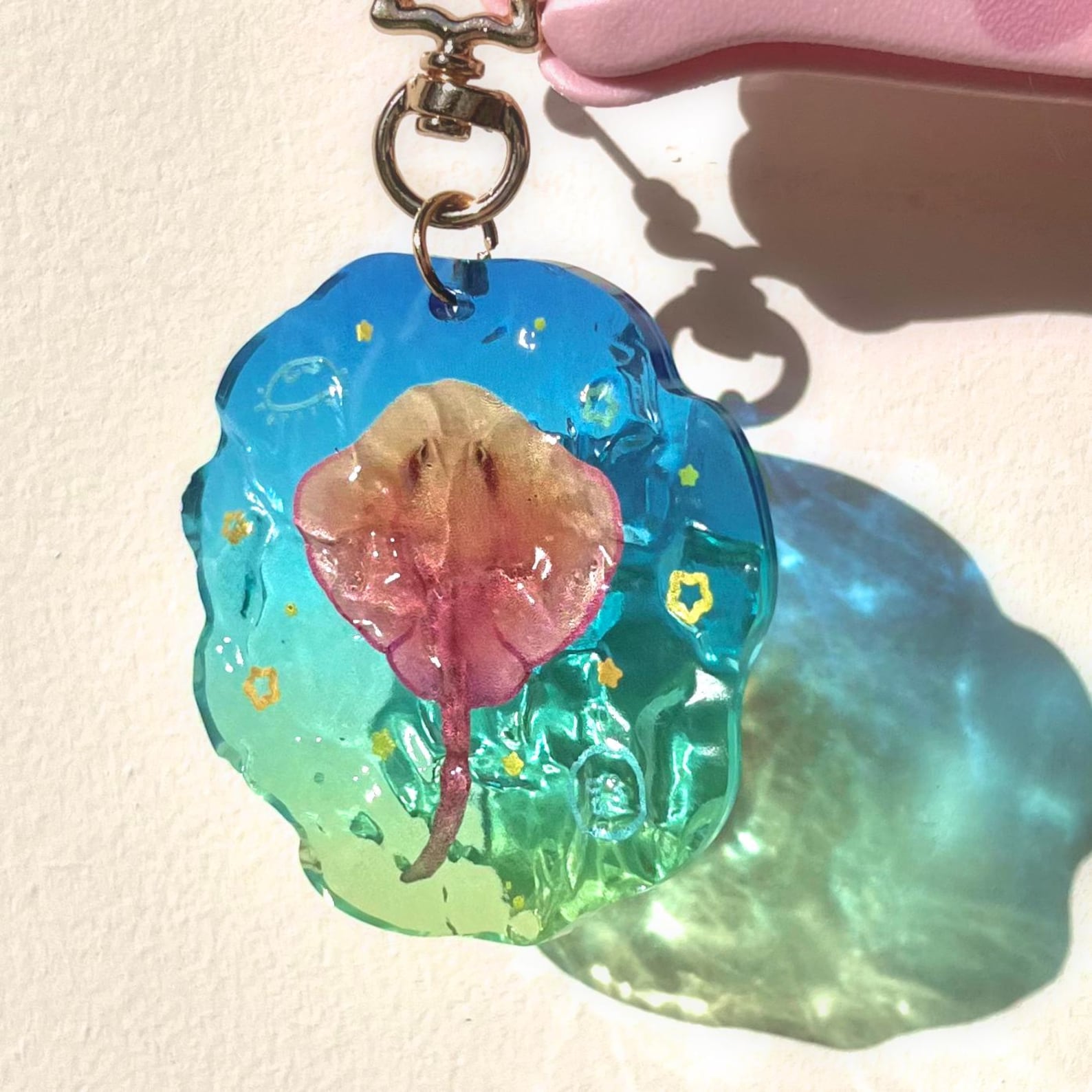 Sea Ray | Double-sided Acrylic Keychain | Water-rippled - Etsy