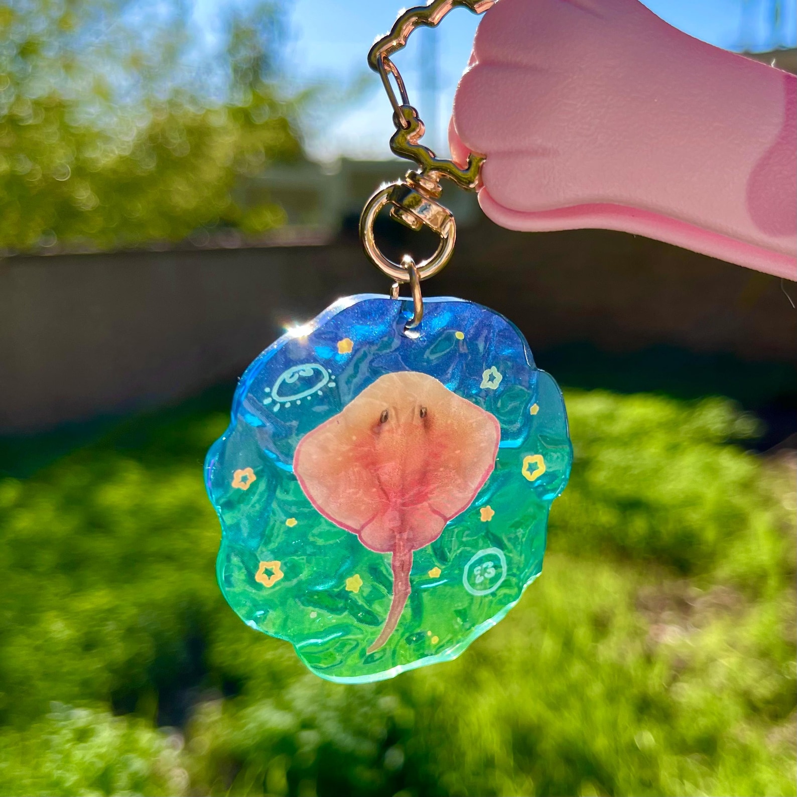 Sea Ray | Double-sided Acrylic Keychain | Water-rippled - Etsy