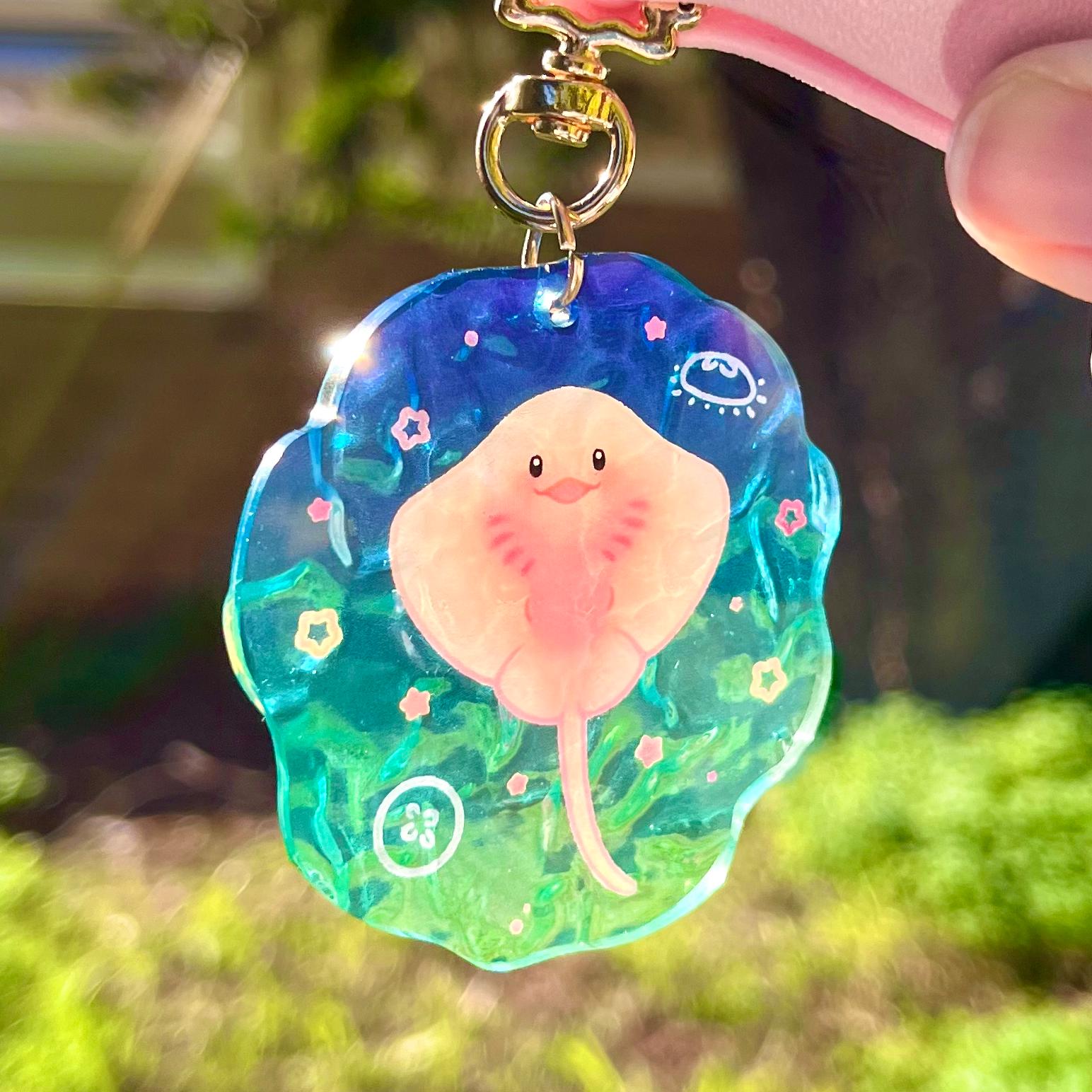 Sea Ray | Double-sided Acrylic Keychain | Water-rippled - Etsy