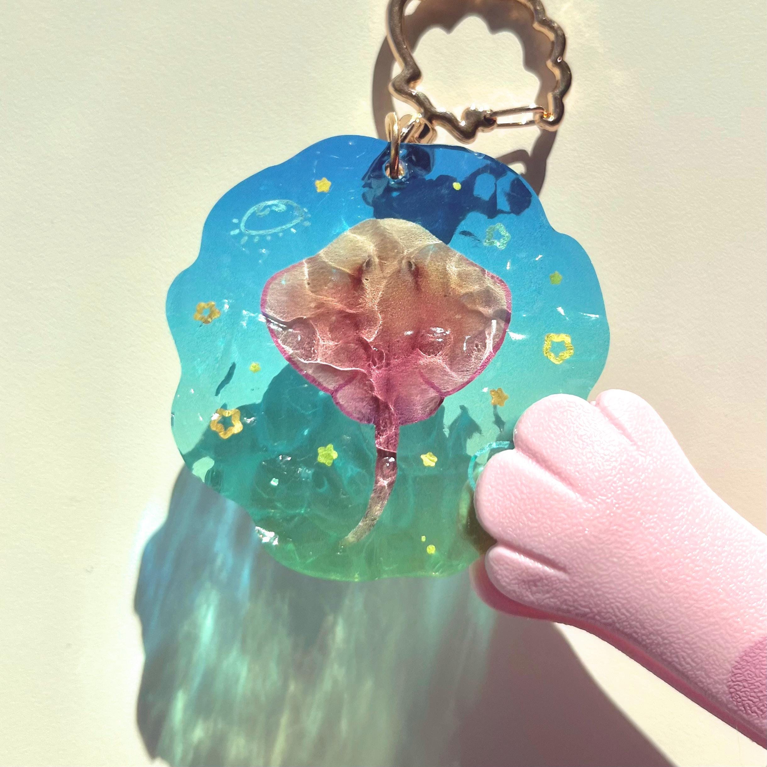 Sea Ray | Double-sided Acrylic Keychain | Water-rippled - Etsy