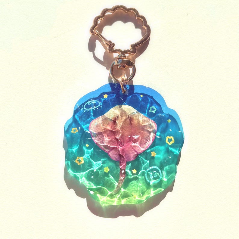 Sea Ray | Double-sided Acrylic Keychain | Water-rippled - Etsy