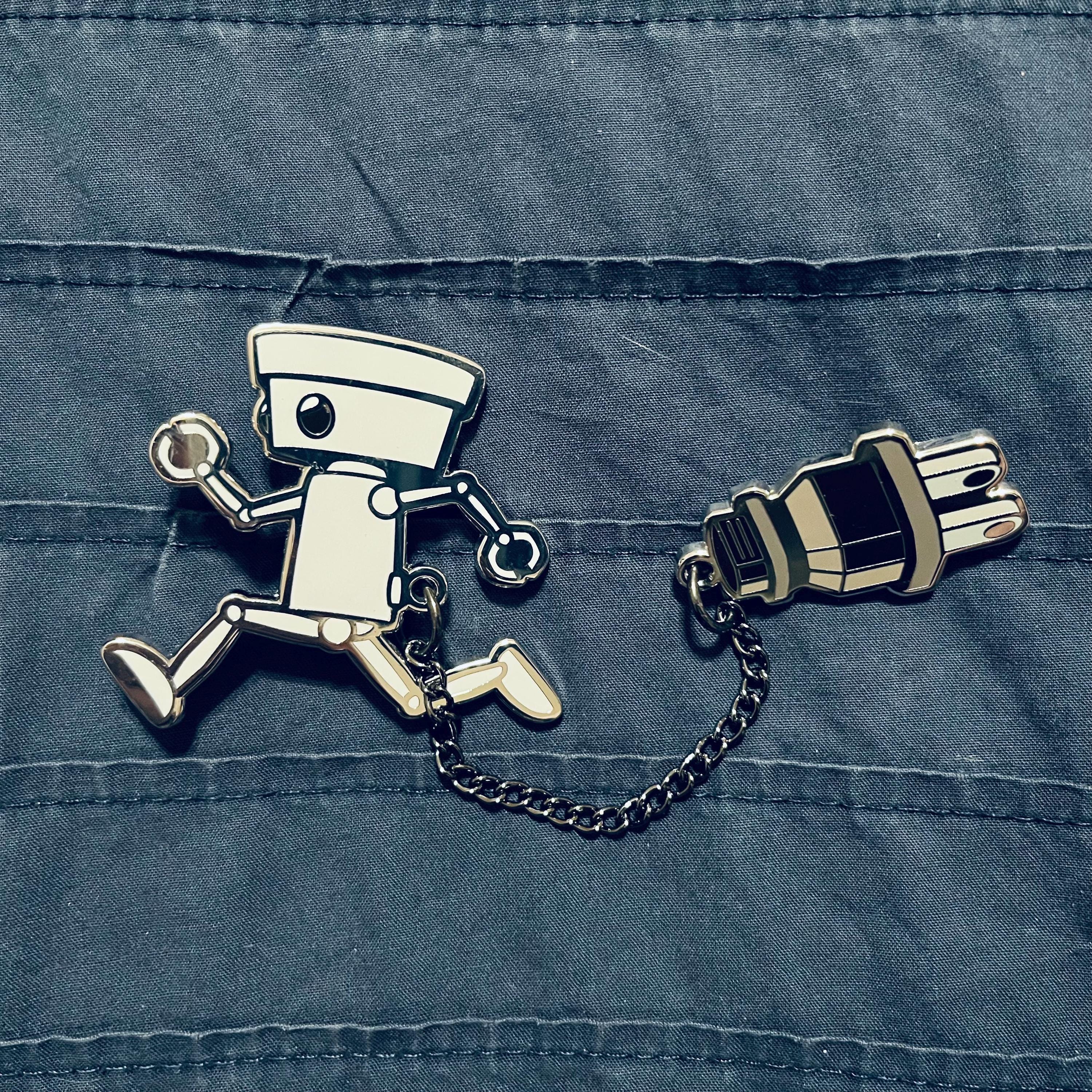 CHIBI-ROBO! Silver Enamel Pin With Chain - Etsy