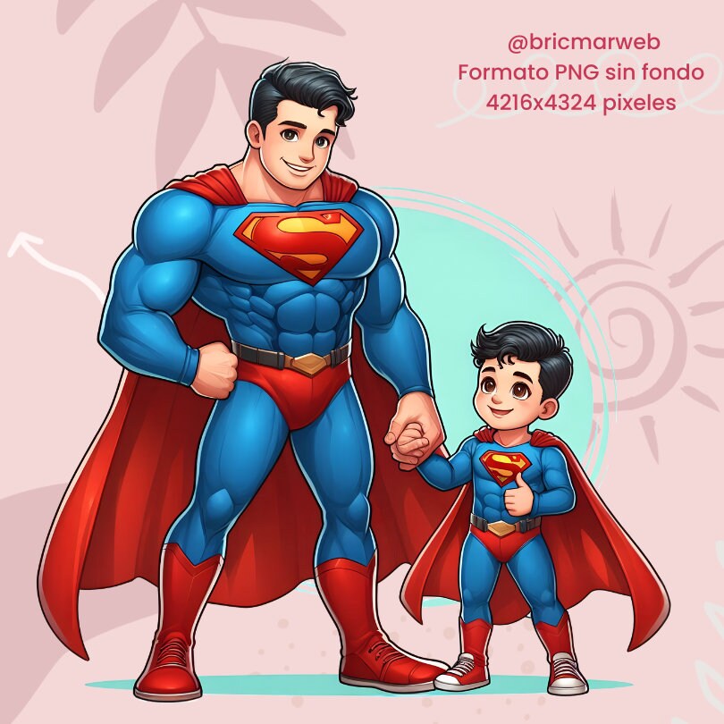 5 PNG Father's Day Superman and Son, Cartoon, Digital Printing, Clip ...