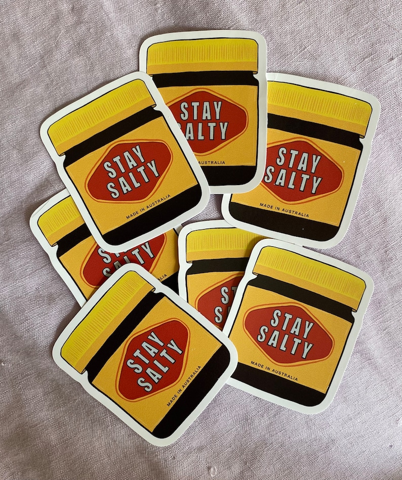Vegemite Stay Salty Vinyl Sticker, Best Gift, Funny Decal, Waterproof ...