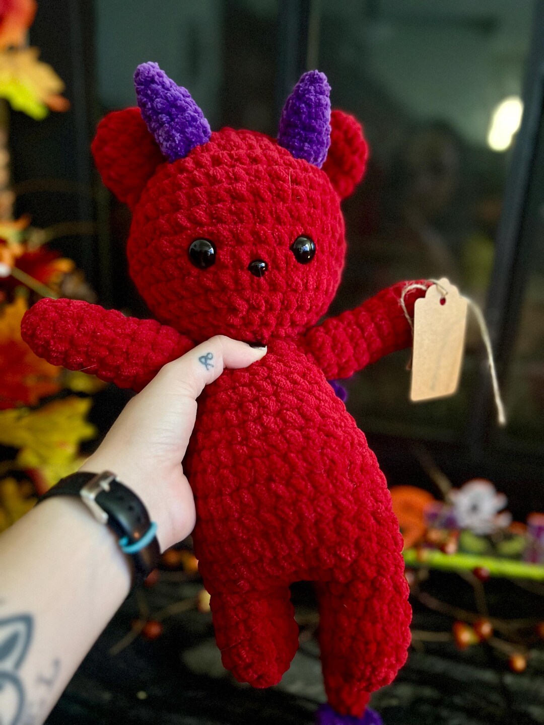 Crochet Devil Cat, Toy Halloween Plush, Handmade Crochet Plushie, Cute ...