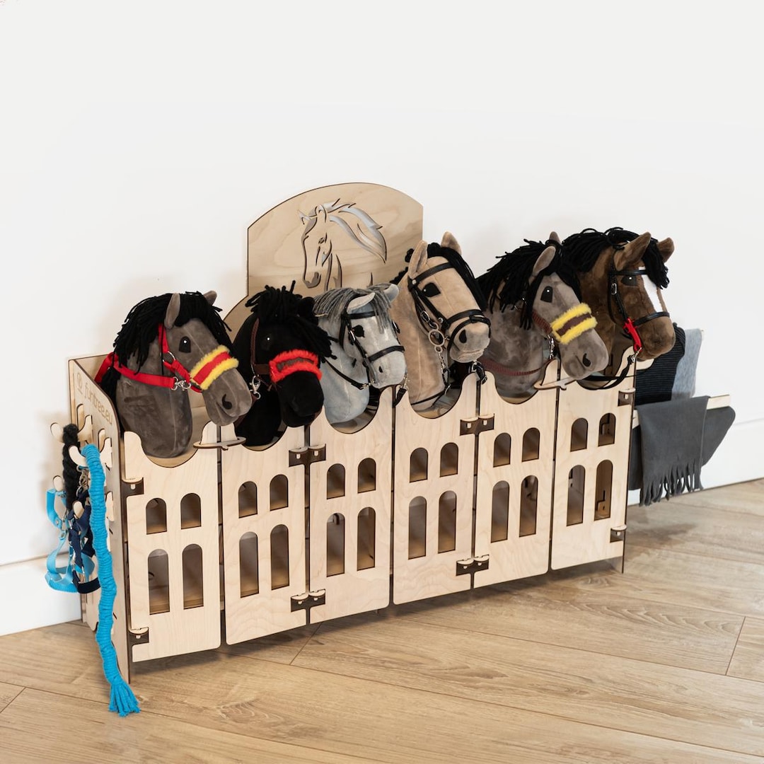 NEW HOBBY HORSE Stable Stall Stand for 6 Horses -handmade Wooden Stand ...