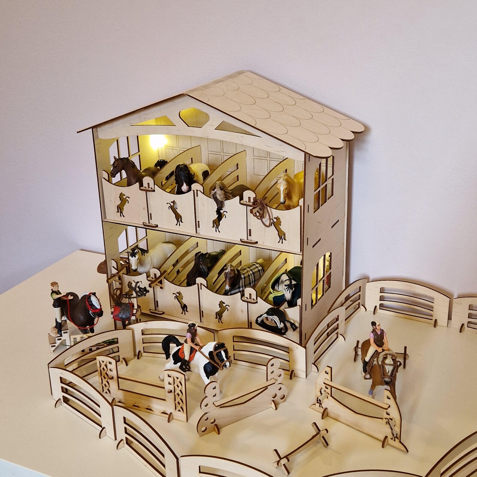 NEW Model Wall Horse Stable 8 Stall Pferde Stable Wooden Barn Toy ...