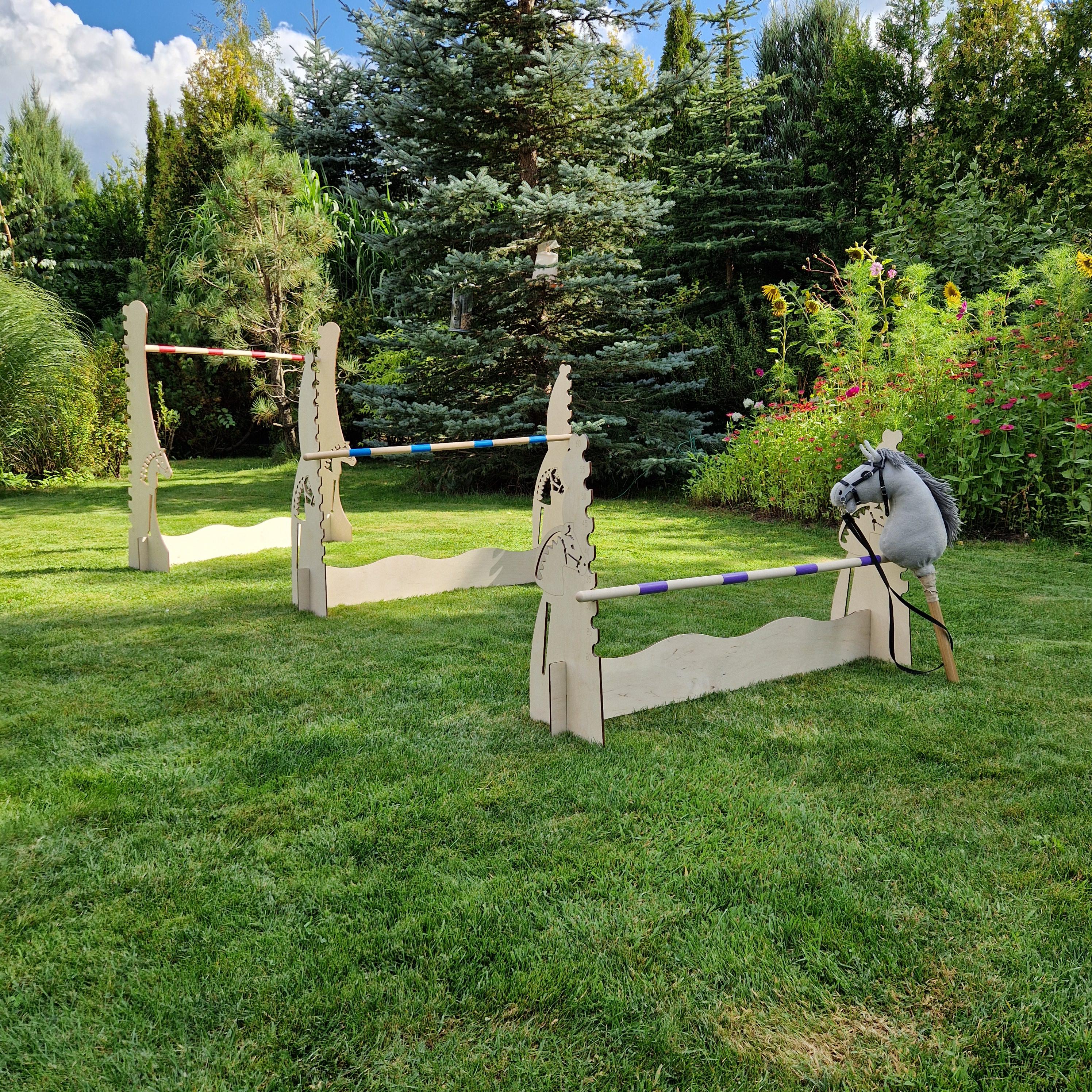 NEW HOBBY HORSE Set 3 X Obstales 1x60cm;1x80cm;1x100cm Agility Garden ...