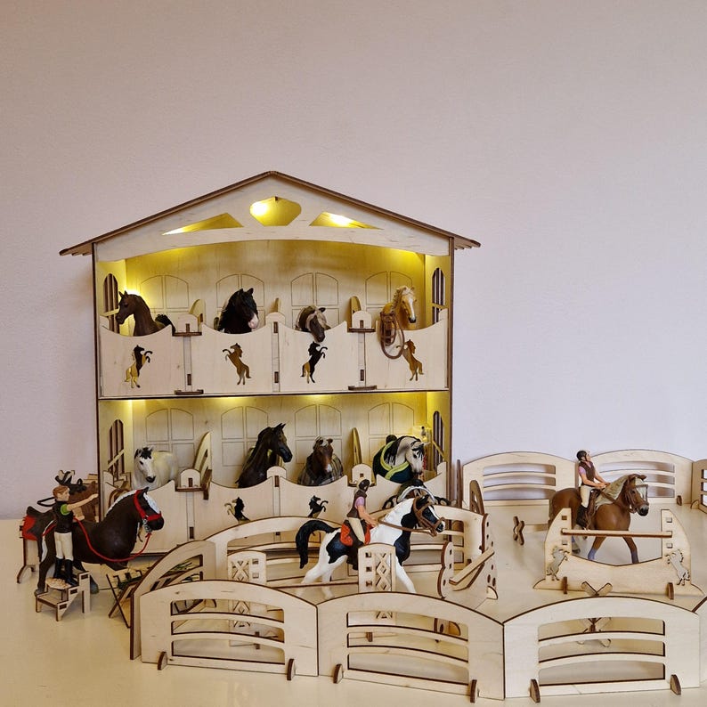 NEW Model Wall Horse Stable 8 Stall Pferde Stable Wooden Barn Toy ...
