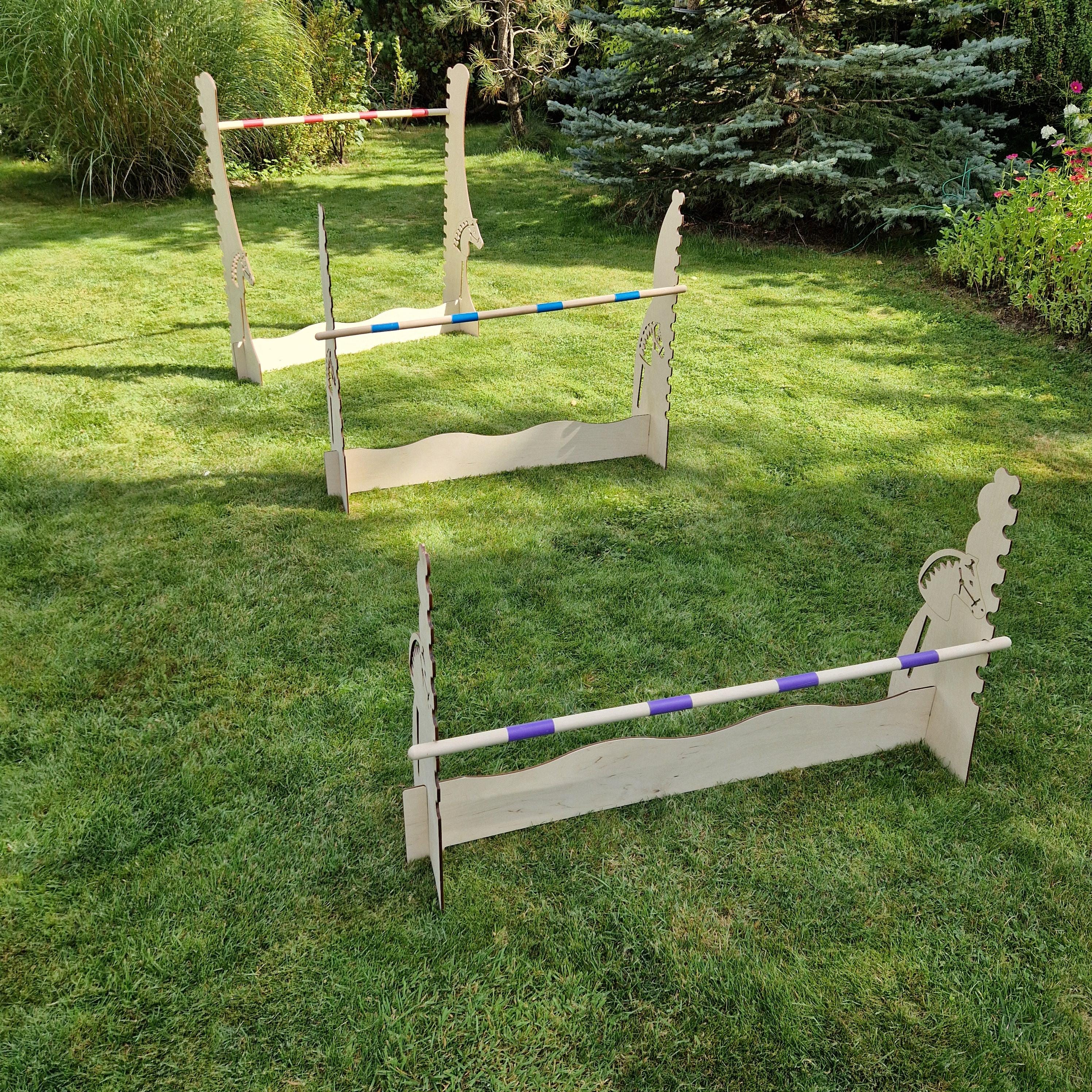 NEW HOBBY HORSE Set 3 X Obstales 1x60cm;1x80cm;1x100cm Agility Garden ...