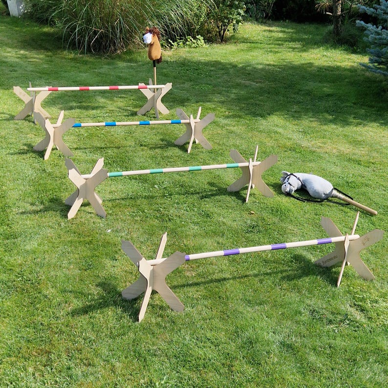 HOBBY HORSE Set 4 CAVALETTI Obstales Hobbyhorse Jumps Activity Hurdles ...