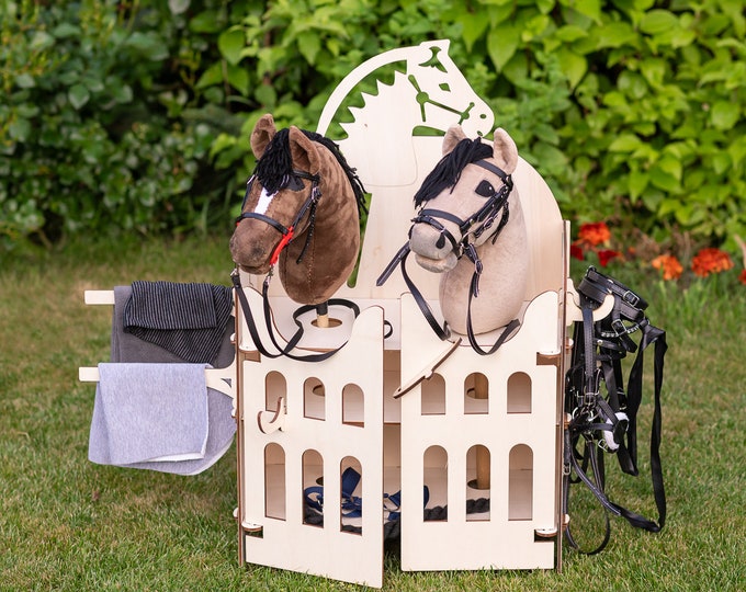Hobby Horse Stall Stable Handmade Wooden Stable for 6 Hobby Horse Stick ...