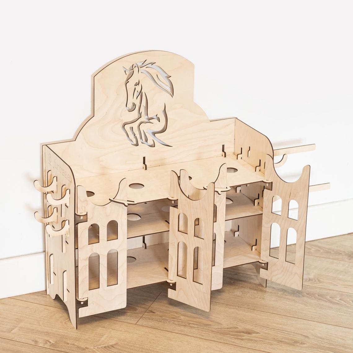 NEW HOBBY HORSE Stable Stall Stand for 4 Horses -handmade Wooden Stand ...