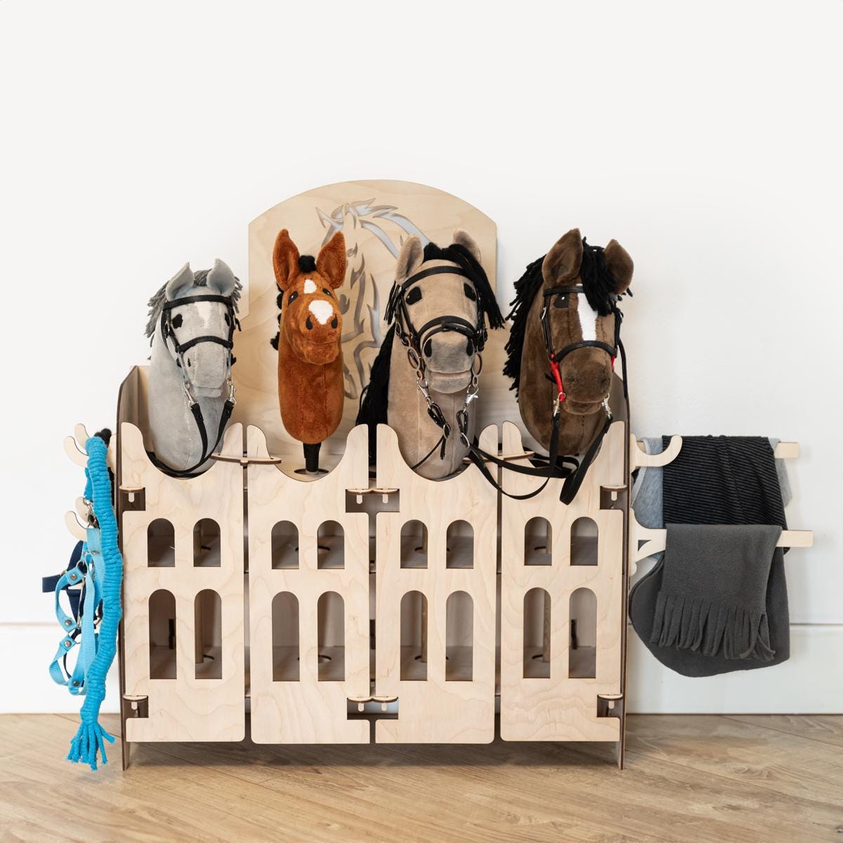NEW HOBBY HORSE Stable Stall Stand for 4 Horses -handmade Wooden Stand ...