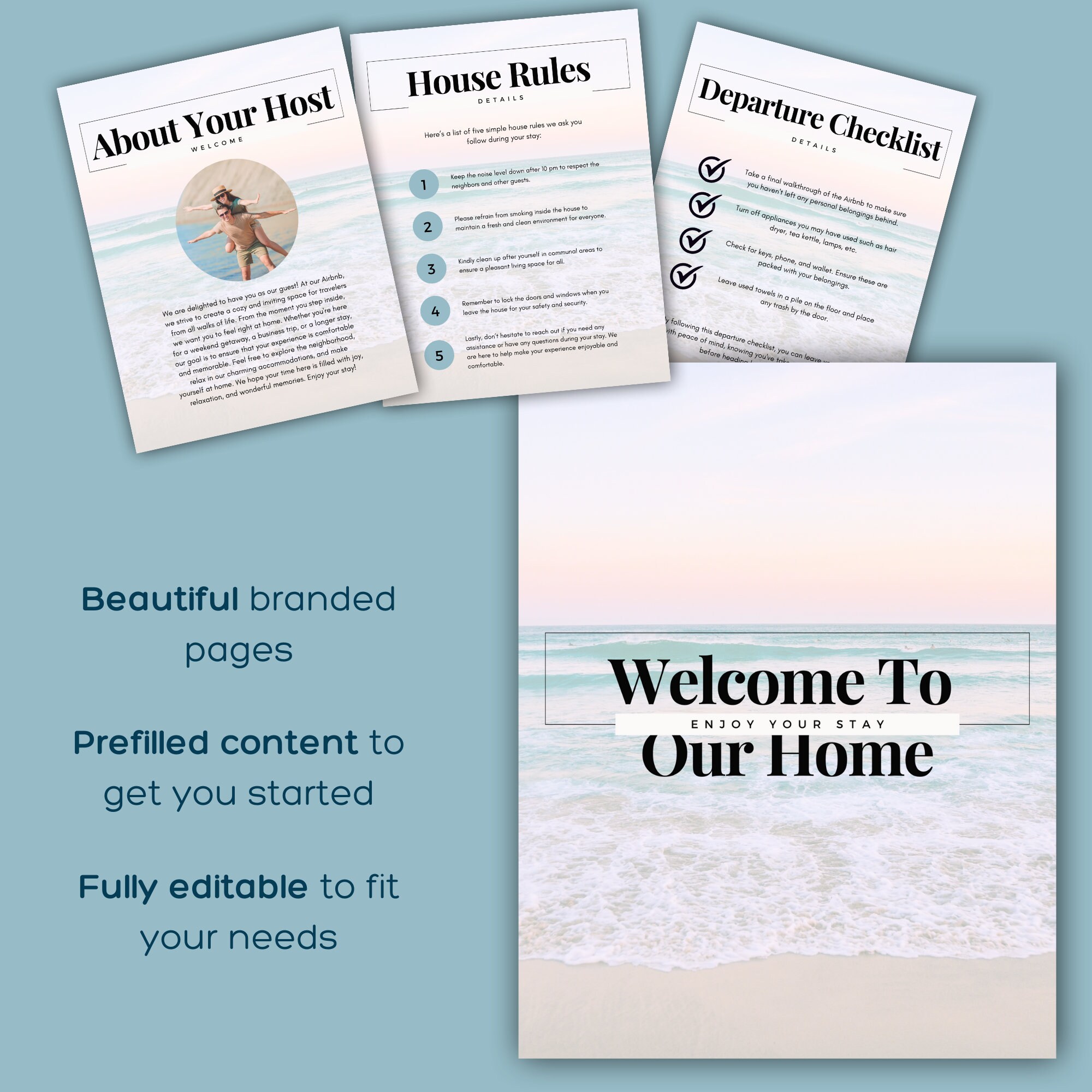 Airbnb Welcome Book Template, Editable Prefilled Content, Airbnb Guest ...